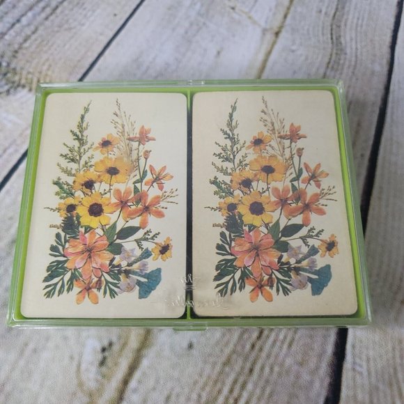 Hallmark | Games | Vintage Hallmark Floral Double Deck Playing Cards ...